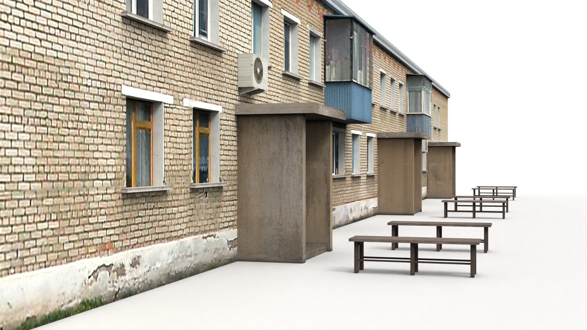 Soviet Residential Two-story House 3D Model - TurboSquid 1819770