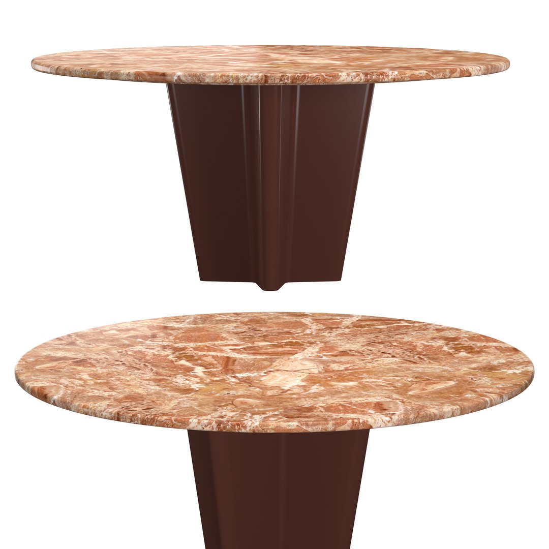 Dining table red round marble 3D - TurboSquid 2156233