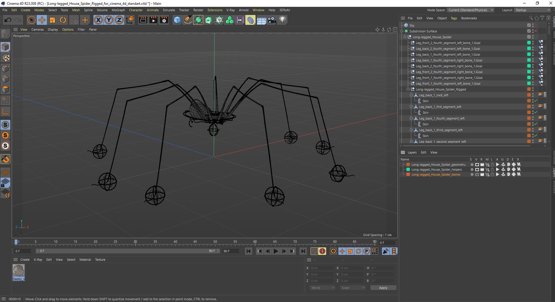 Long-legged House Spider Rigged For Cinema 4D 3D Model - TurboSquid 2275040