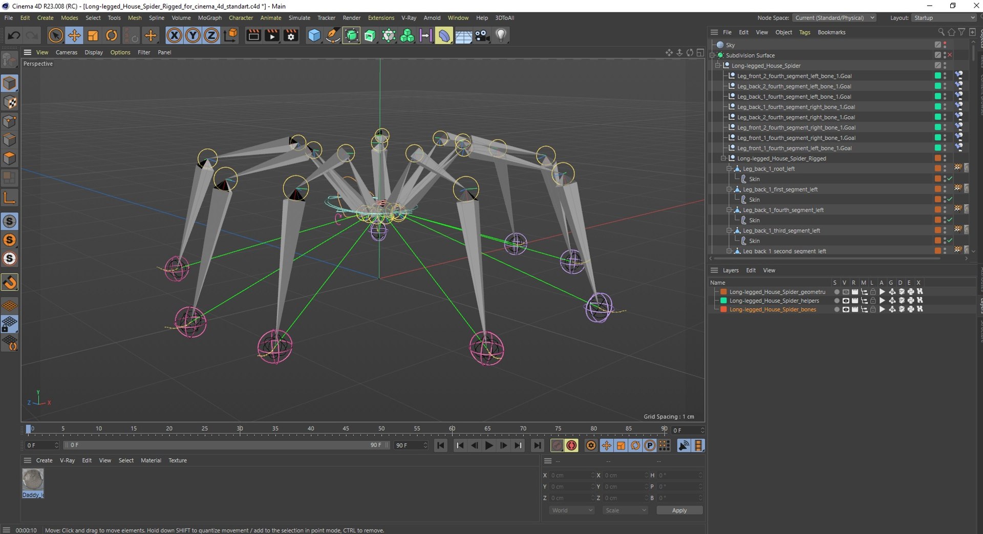 Long-legged House Spider Rigged For Cinema 4D 3D Model - TurboSquid 2275040
