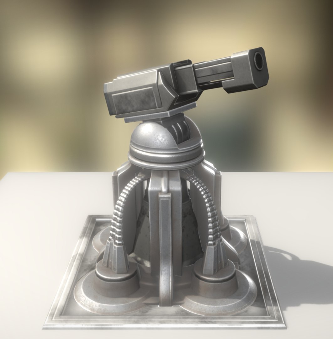 Heavy Gun Tower Animation 3d Model