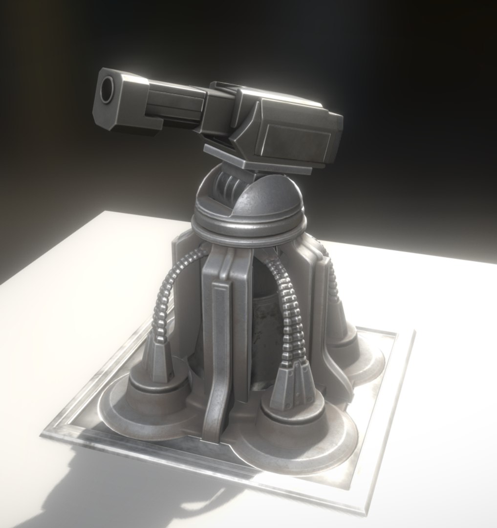 Heavy Gun Tower Animation 3d Model
