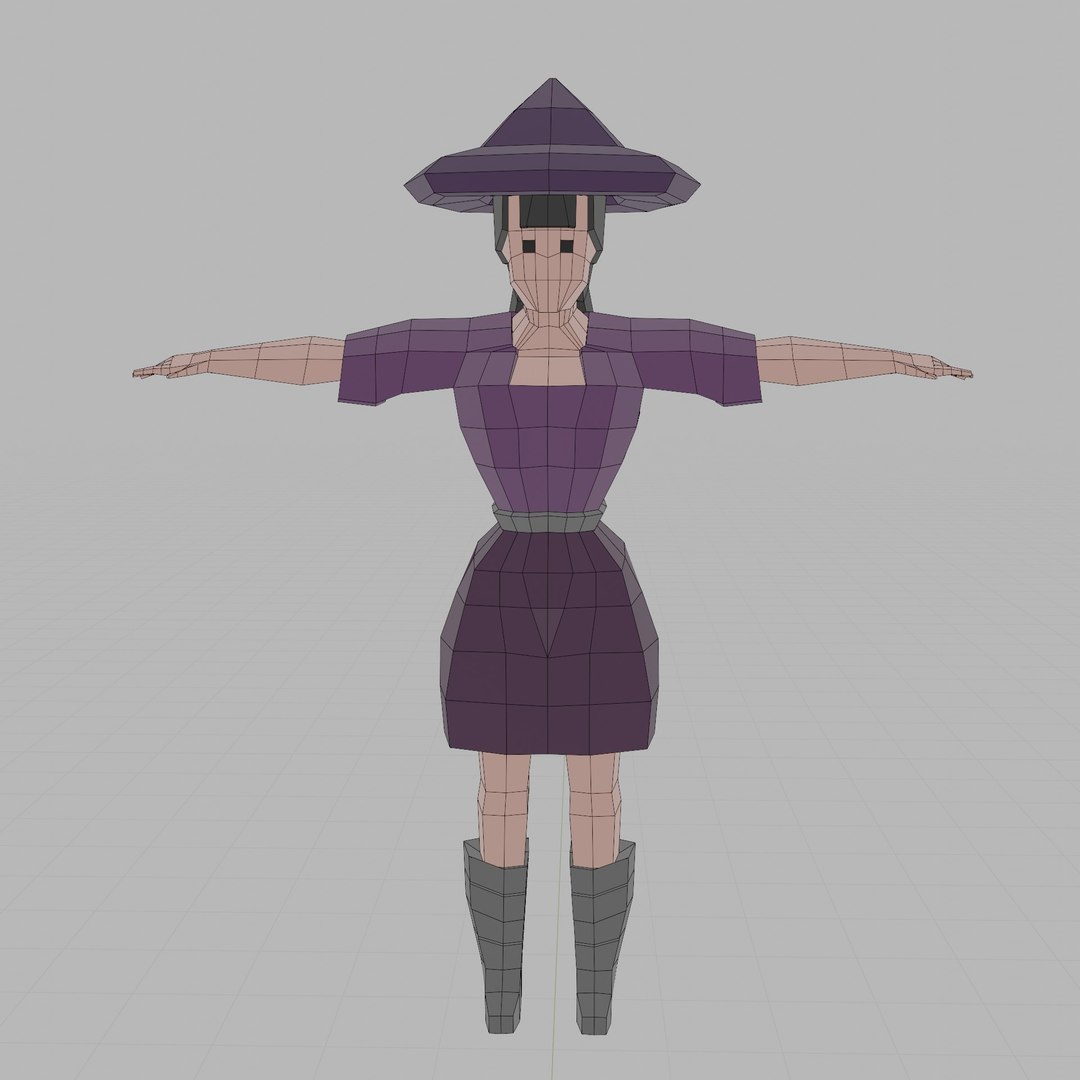 3D Model Low Poly Wizard Girl Rigged 10 - TurboSquid 2171675