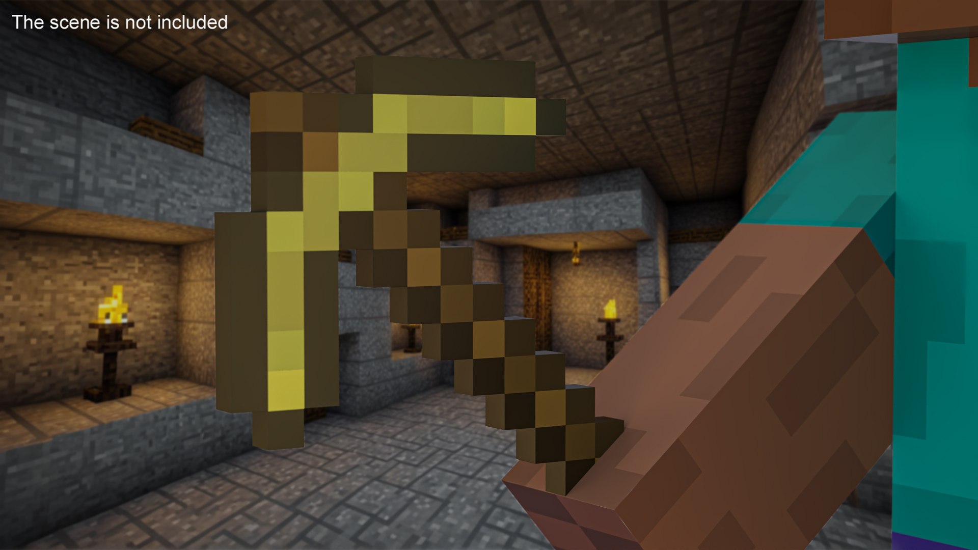 Minecraft Golden Pickaxe Model - TurboSquid 2292858