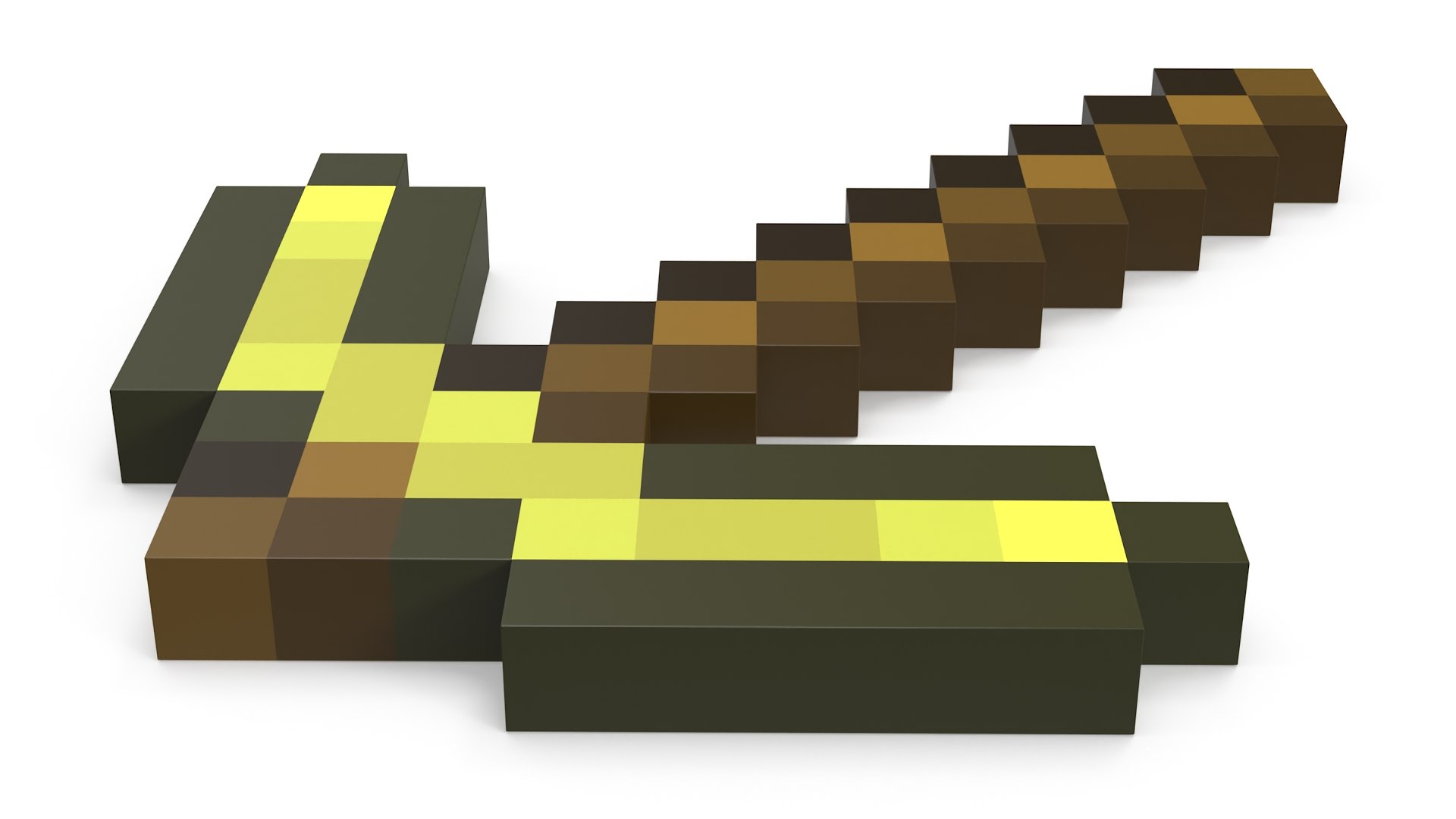 Minecraft Golden Pickaxe Model - TurboSquid 2292858