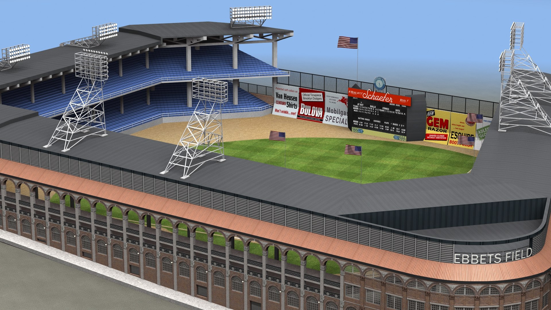 Ebbets Field Baseball Stadium 3D Model - TurboSquid 2062746