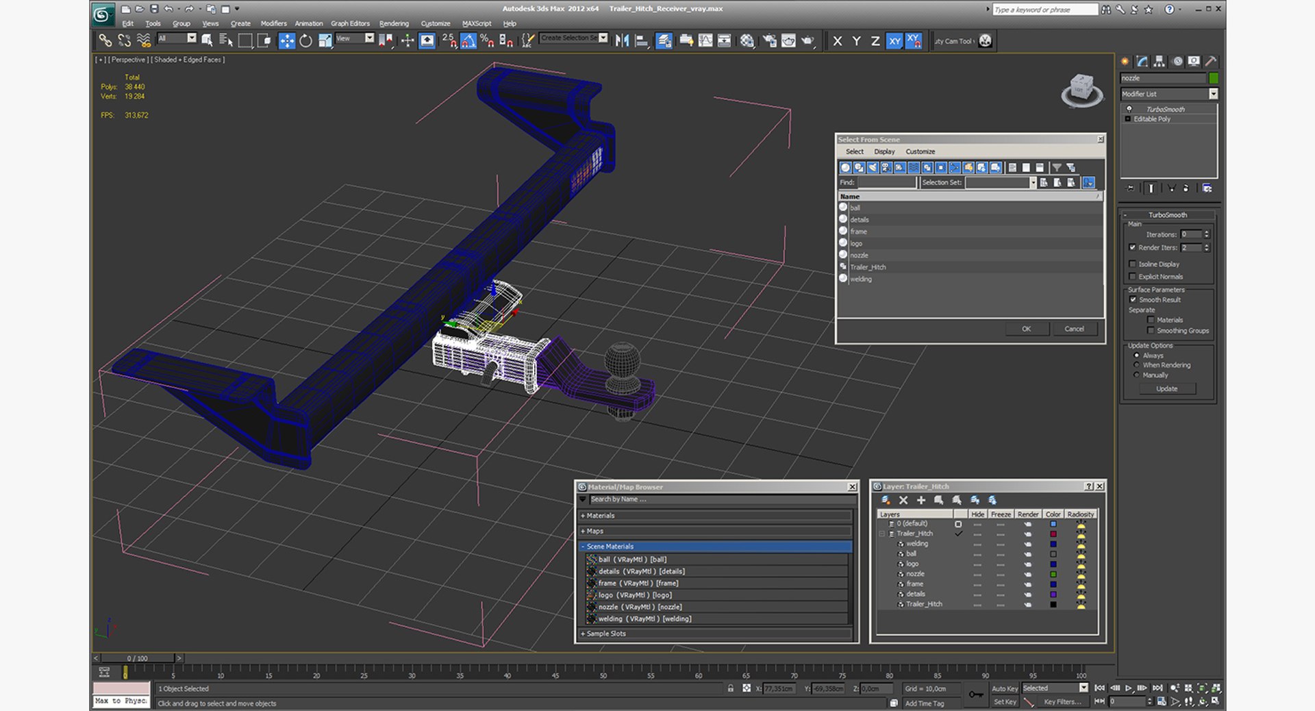 3D model trailer hitch receiver - TurboSquid 1330134