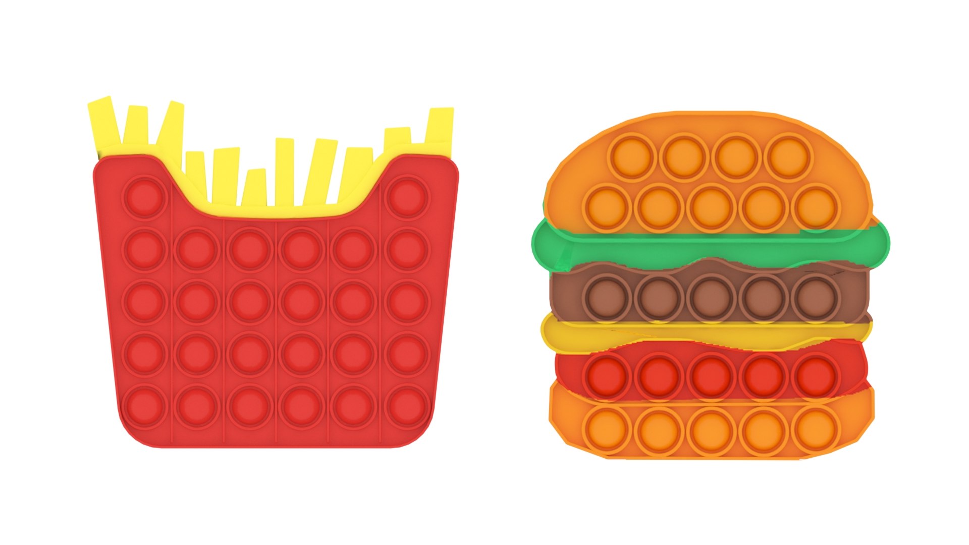 3D Fast Food Pop It Fidget Toys Set - TurboSquid 1764316