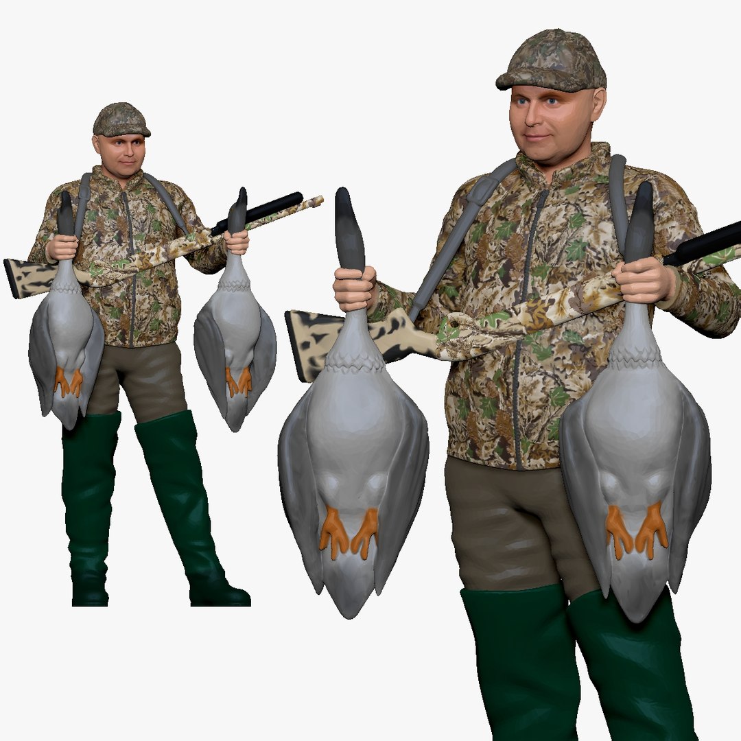 3D Model 001169 Duck Hunter Two Ducks And Rifle - TurboSquid 1734498