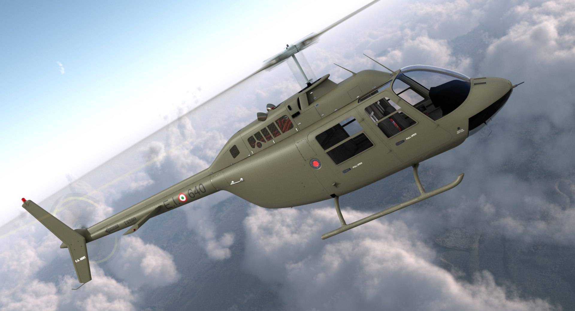 3d Model Bell 206 Jetranger Italian