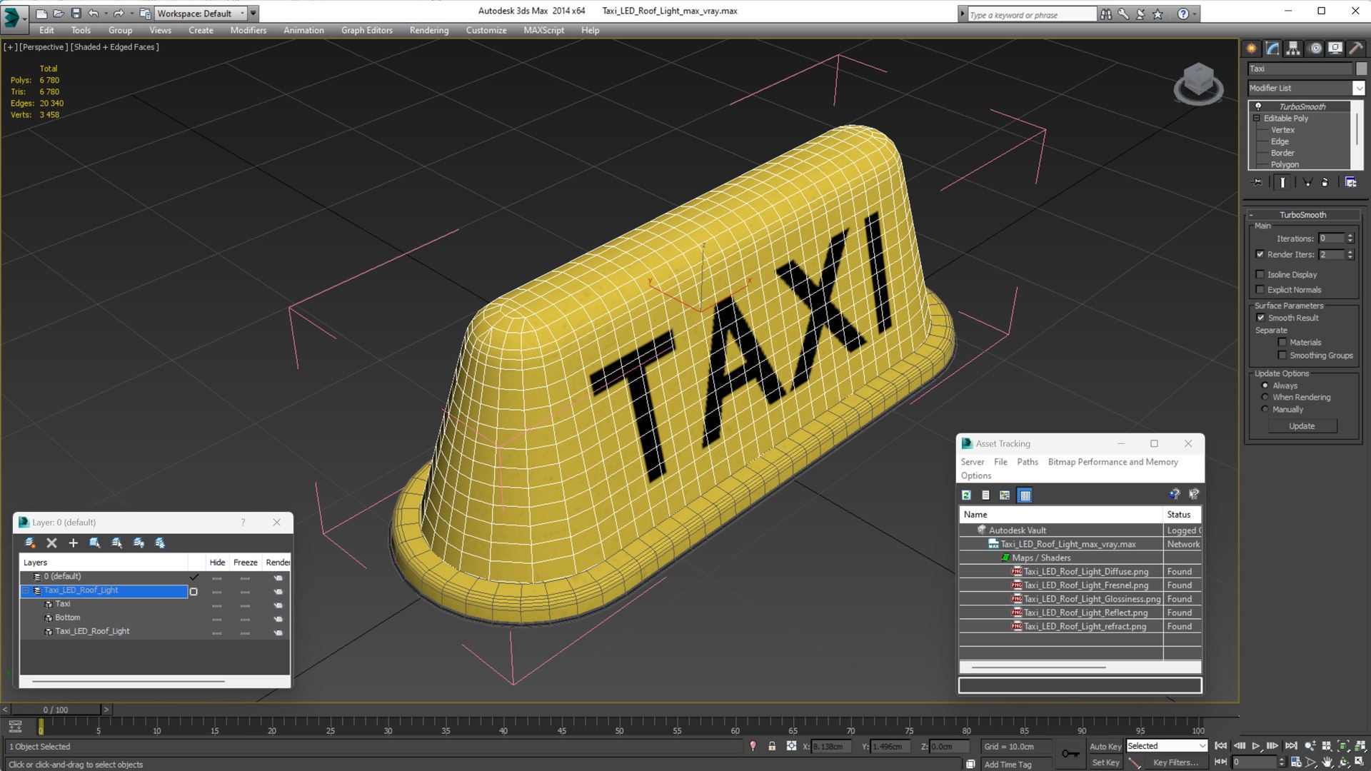 3D Model Taxi LED Roof Light - TurboSquid 2134096