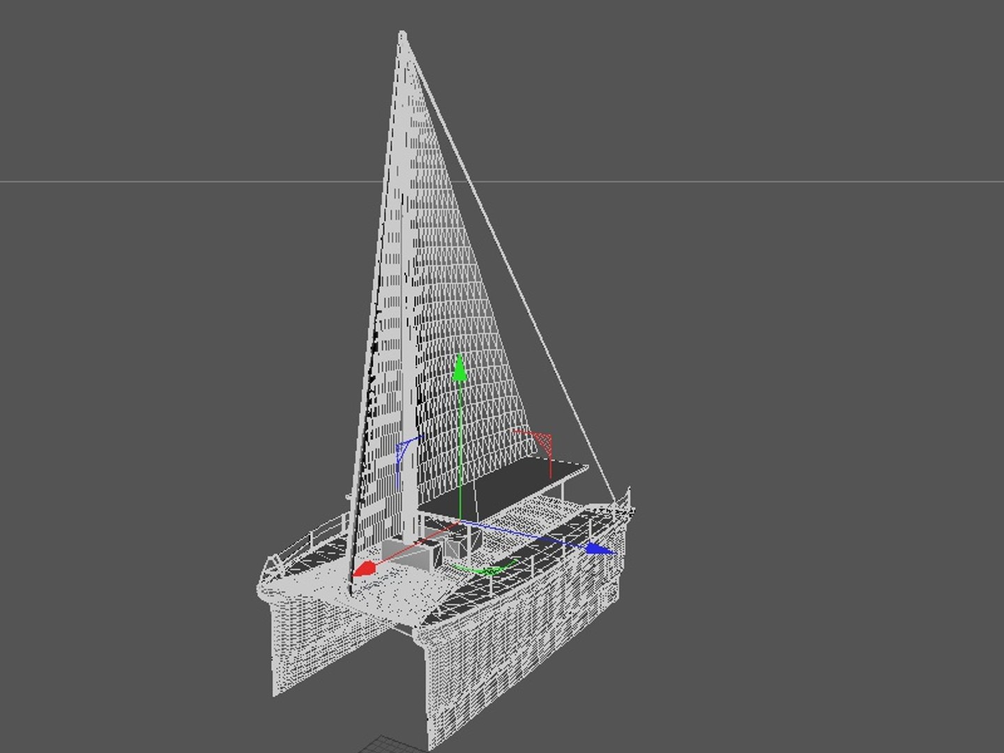 Free Simple Catamaran Sail Boat 3d Model