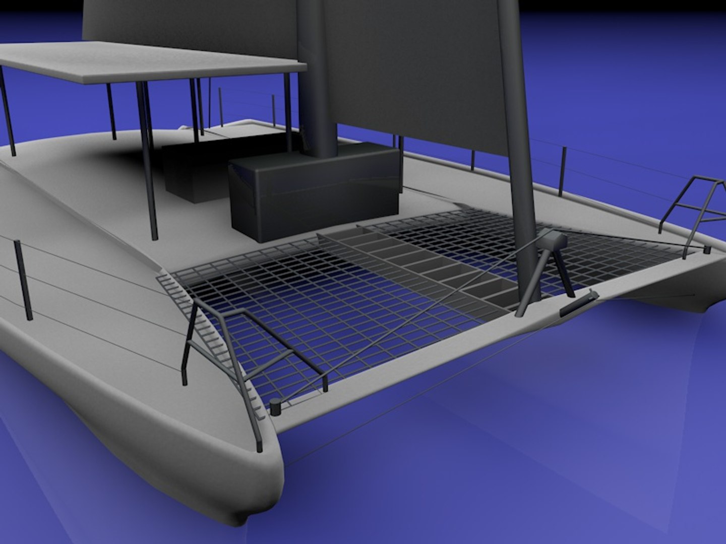 Free Simple Catamaran Sail Boat 3d Model