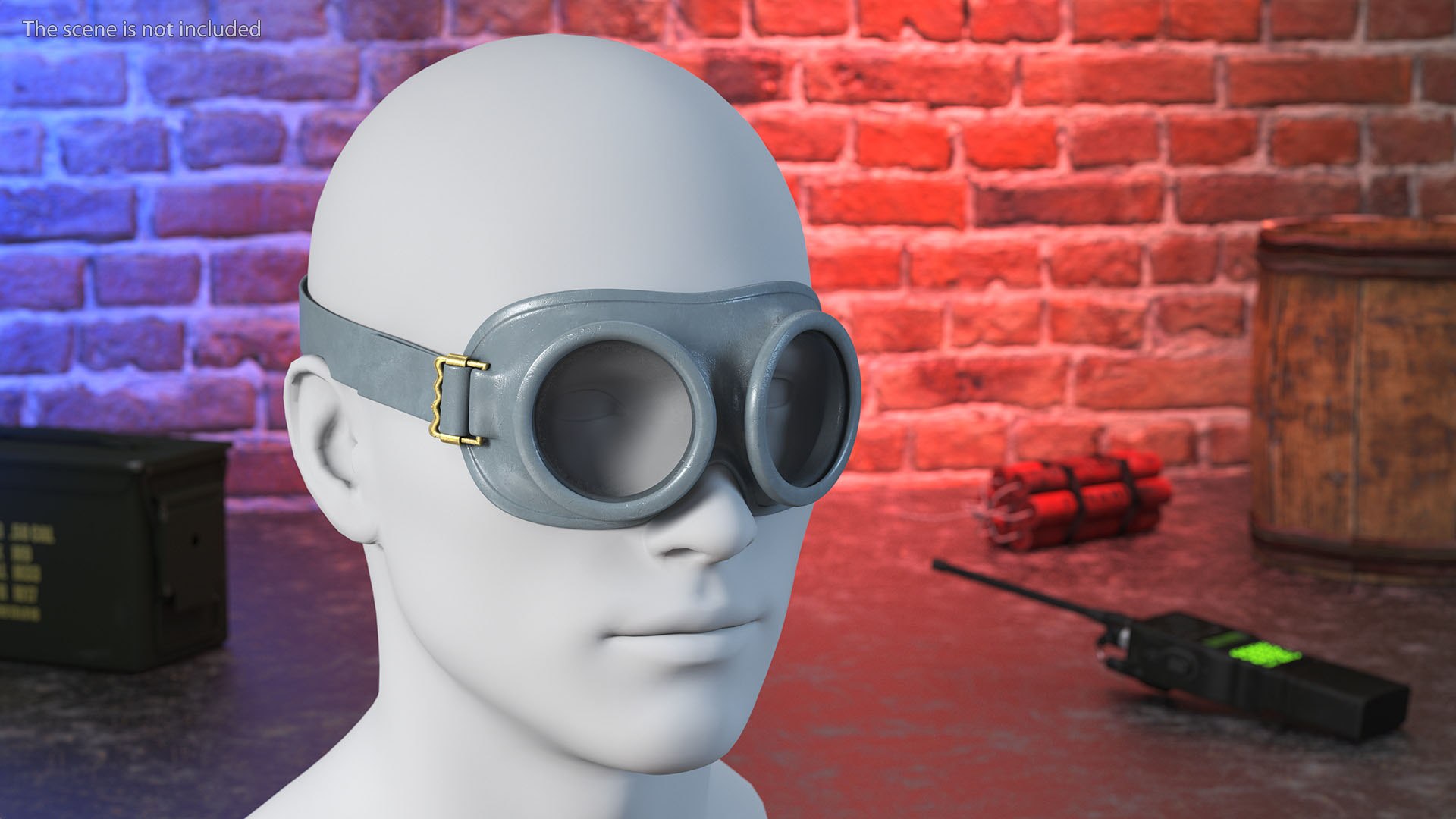 3D Round Army Goggles Gray On Mannequin Head - TurboSquid 2212196