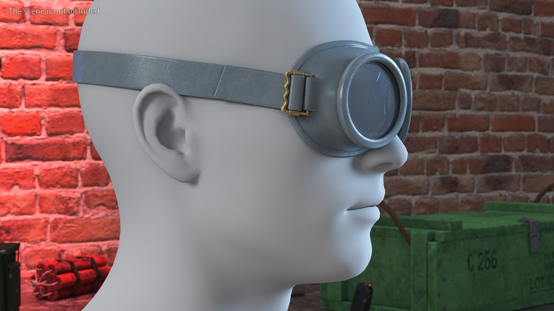 3D Round Army Goggles Gray On Mannequin Head - TurboSquid 2212196