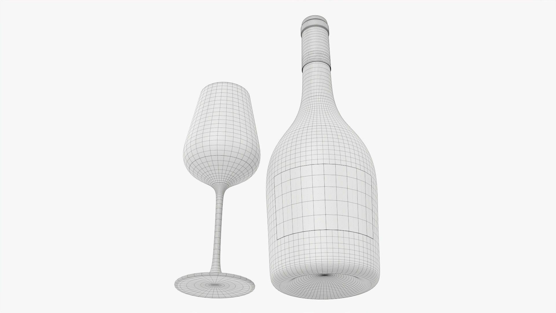 3D model Wine bottle mockup 12 with glass - TurboSquid 1742332