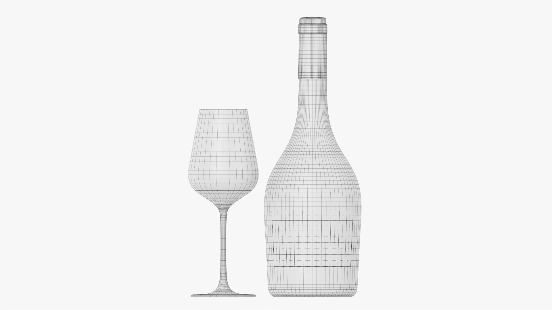 3D model Wine bottle mockup 12 with glass - TurboSquid 1742332
