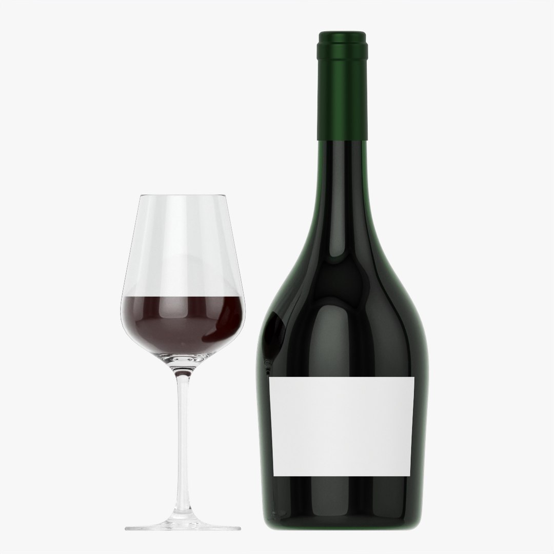 3D model Wine bottle mockup 12 with glass - TurboSquid 1742332