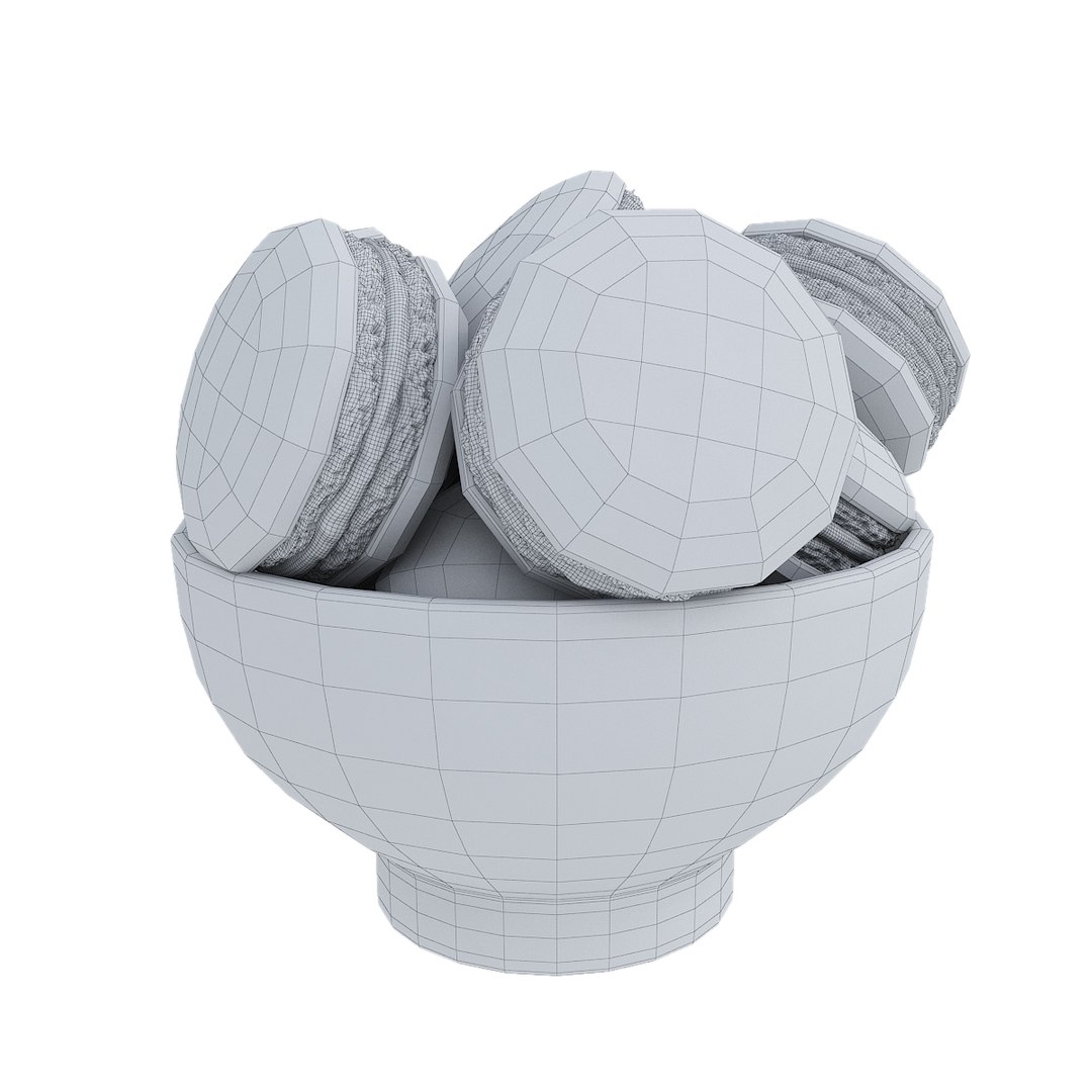 3D Model Red Macaroons In Bowl - TurboSquid 1899244