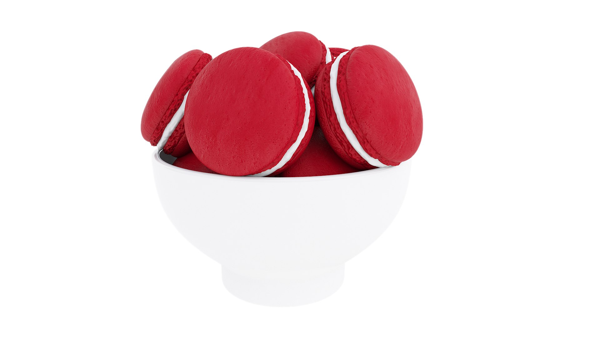 3D Model Red Macaroons In Bowl - TurboSquid 1899244