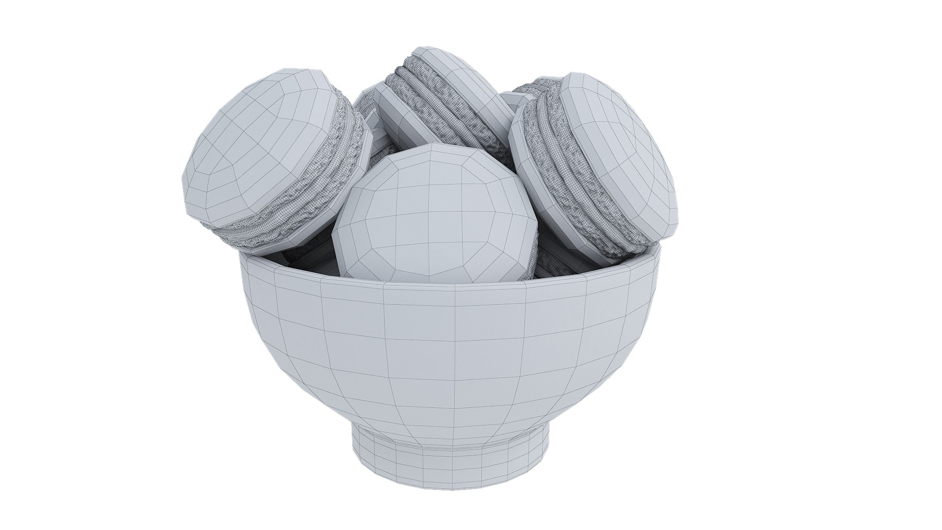 3D Model Red Macaroons In Bowl - TurboSquid 1899244