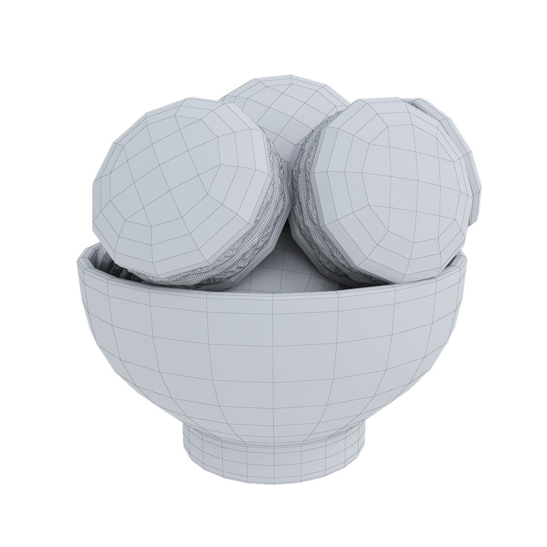 3D Model Red Macaroons In Bowl - TurboSquid 1899244
