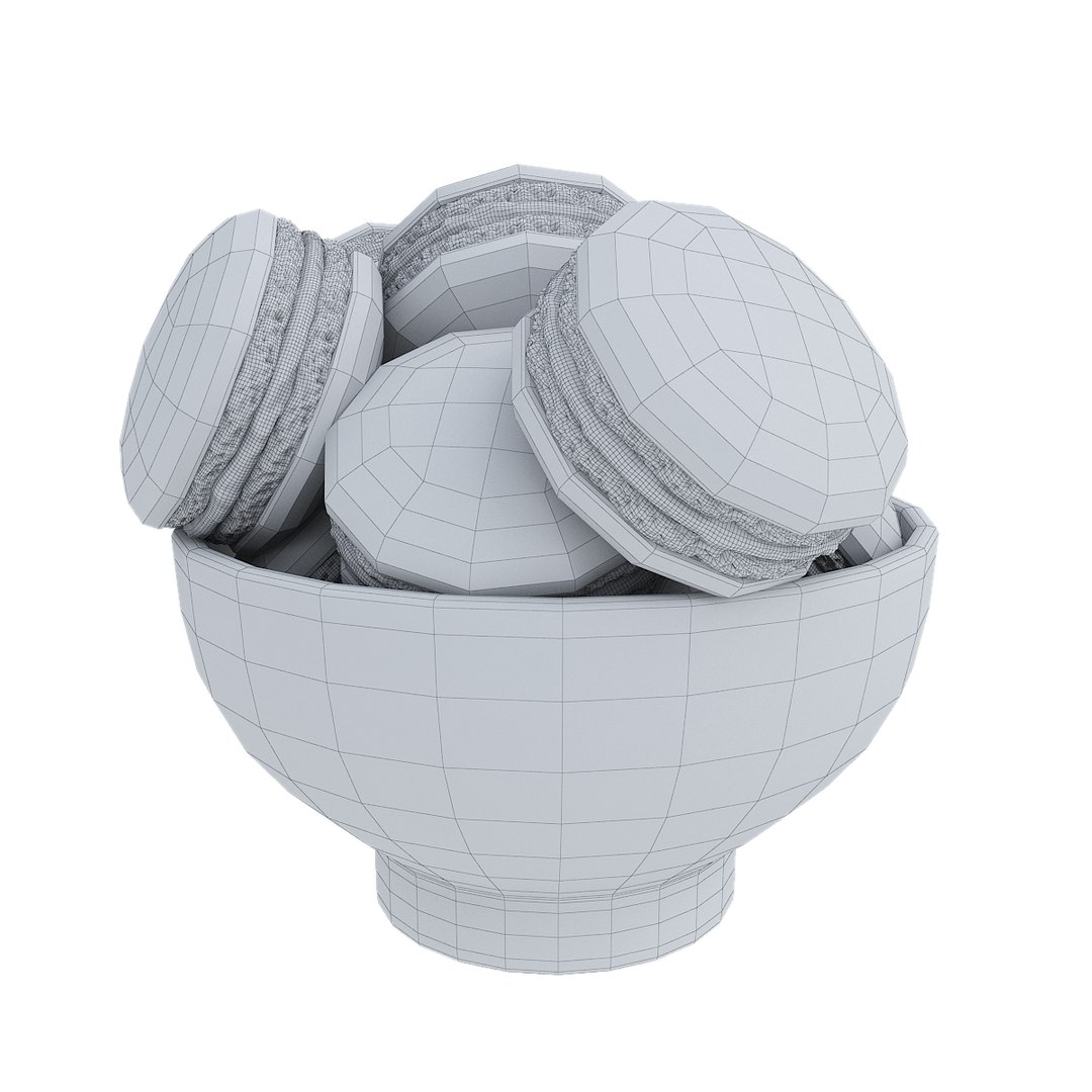 3D Model Red Macaroons In Bowl - TurboSquid 1899244