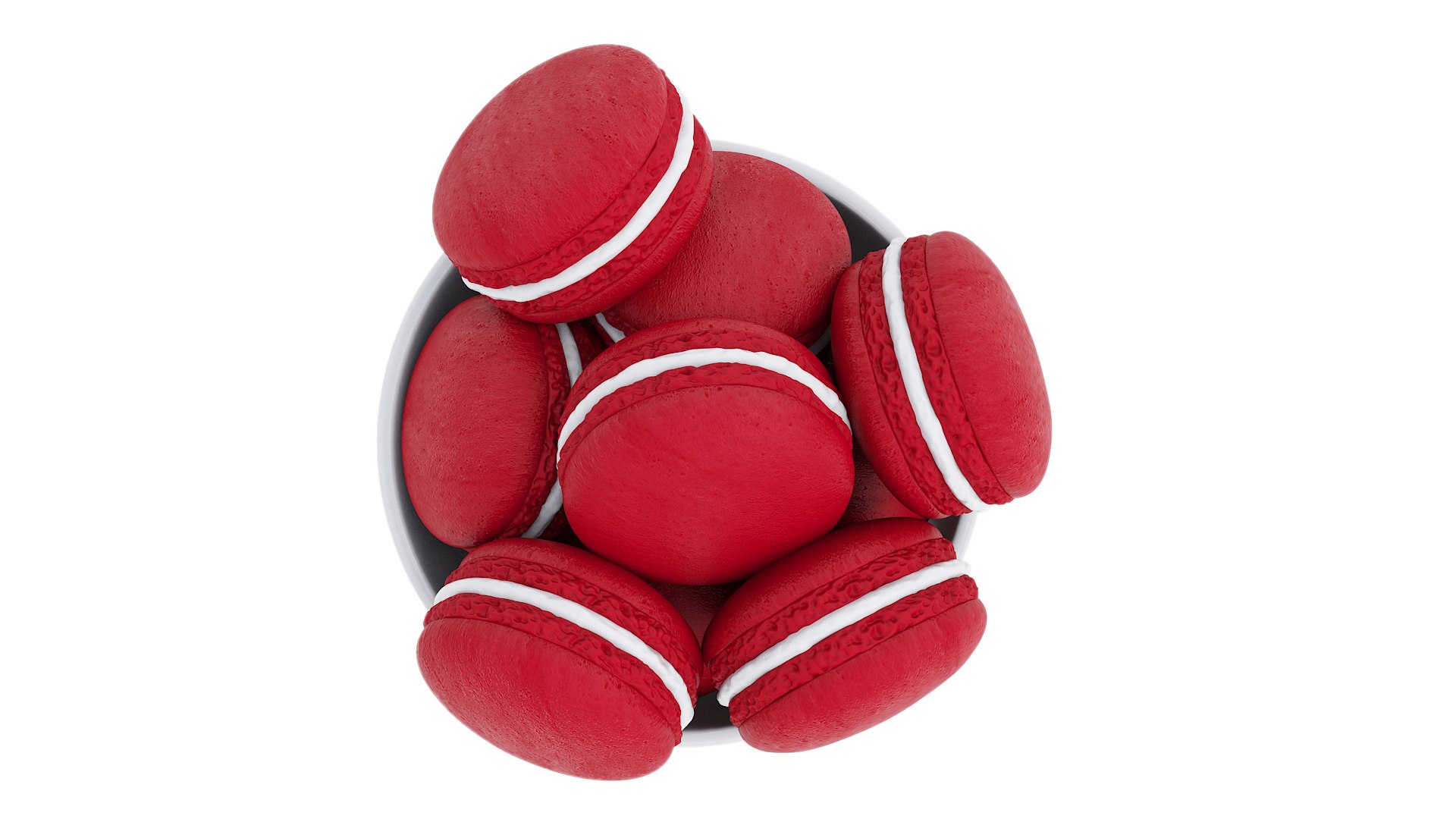 3D Model Red Macaroons In Bowl - TurboSquid 1899244