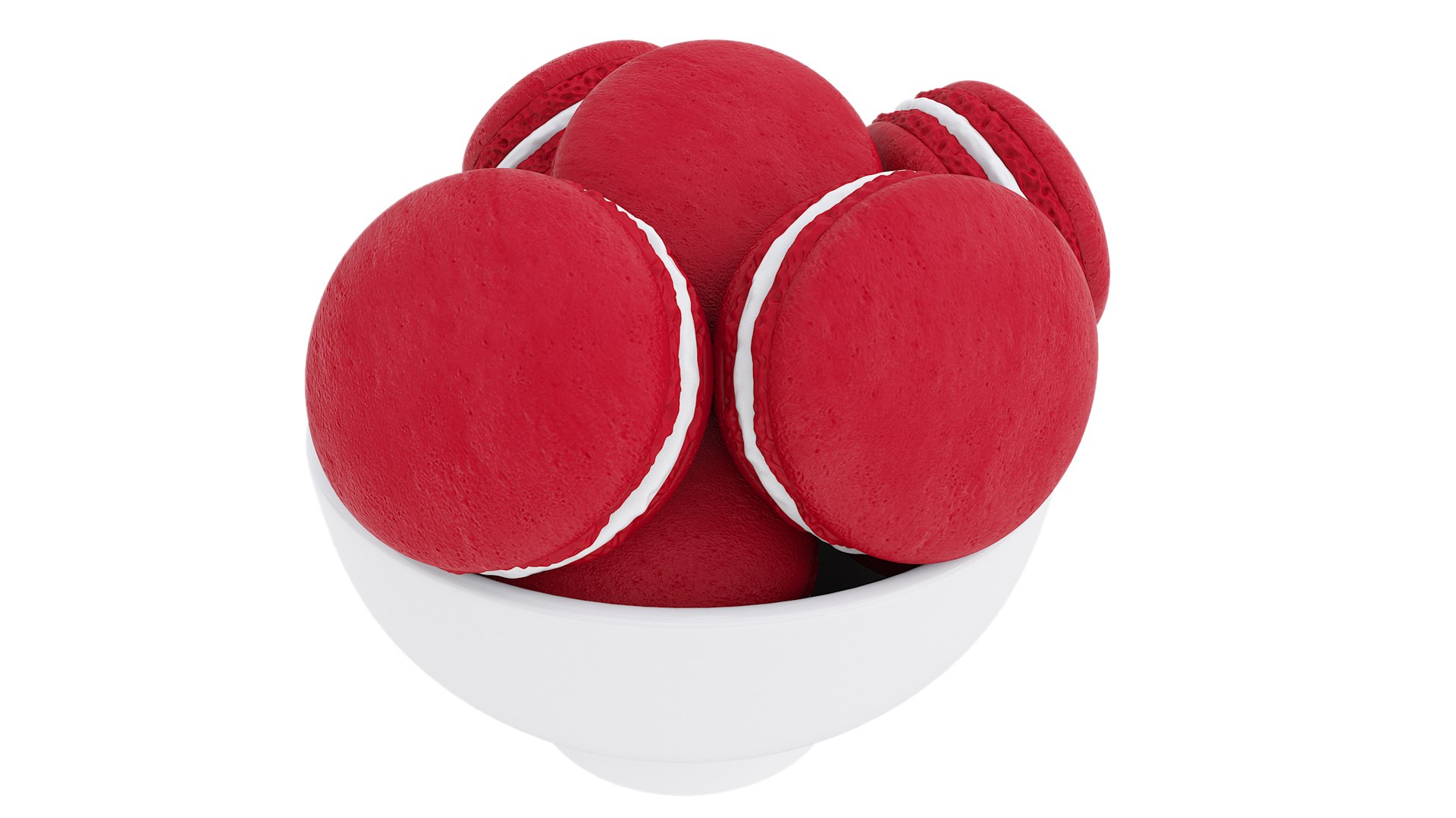 3D Model Red Macaroons In Bowl - TurboSquid 1899244