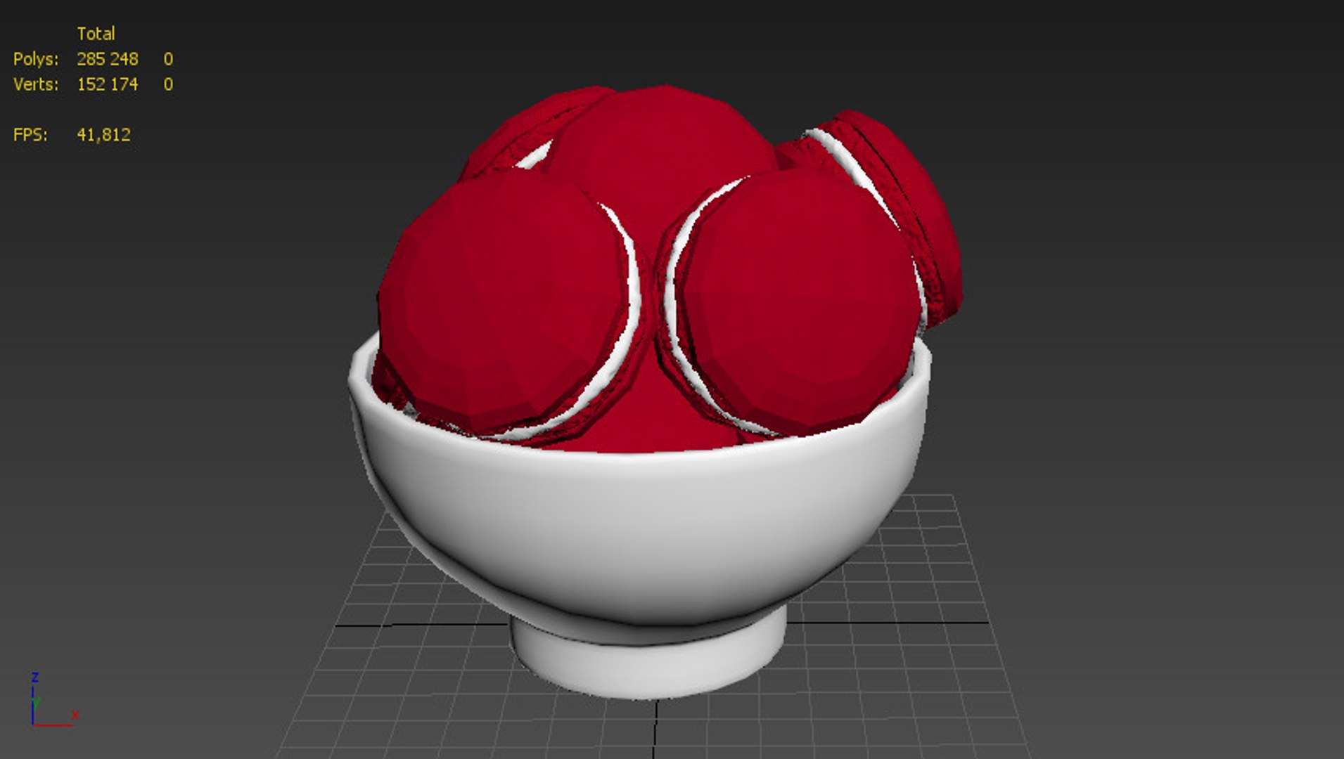 3D Model Red Macaroons In Bowl - TurboSquid 1899244