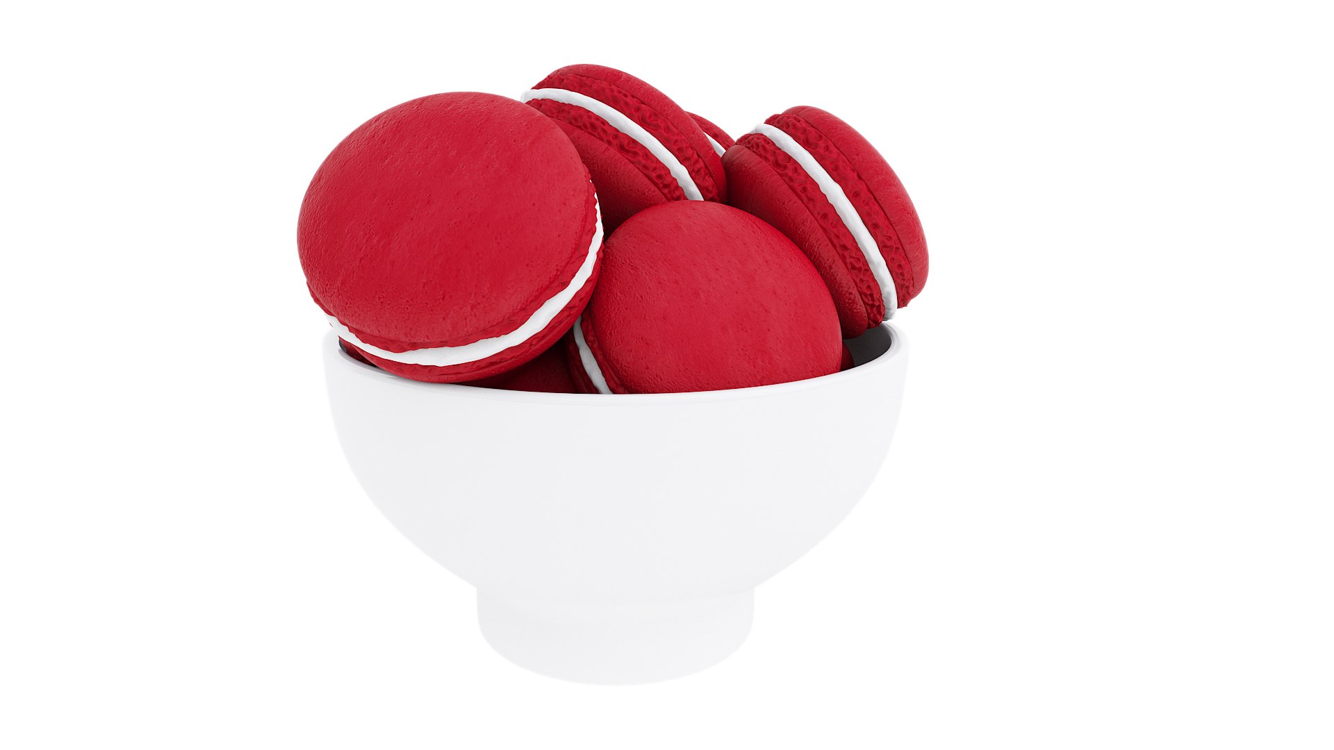 3D Model Red Macaroons In Bowl - TurboSquid 1899244