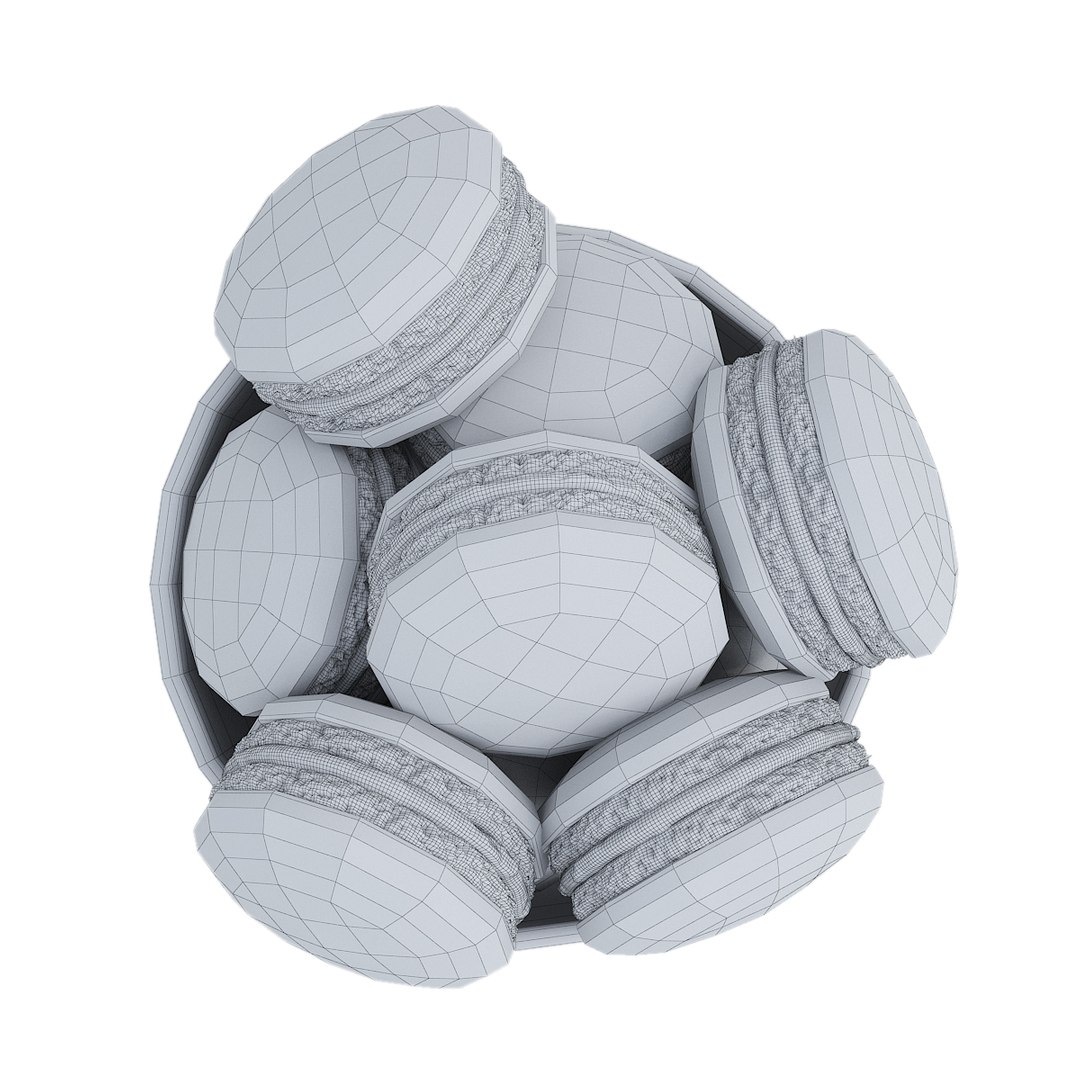 3D Model Red Macaroons In Bowl - TurboSquid 1899244
