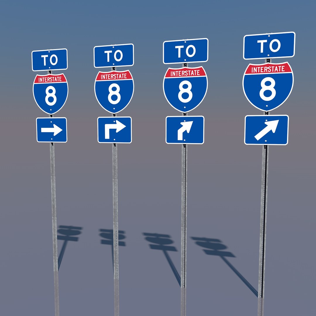 3d interstate 8 signs california model