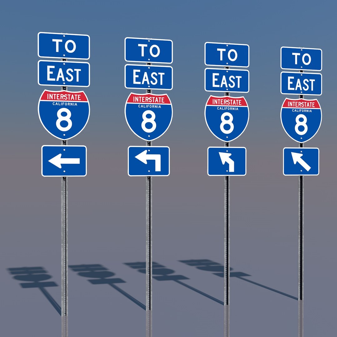 3d interstate 8 signs california model