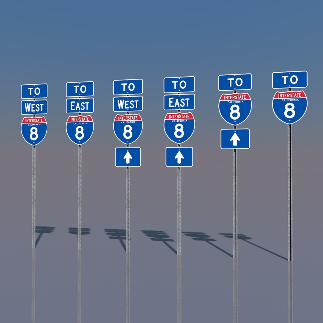 3d interstate 8 signs california model