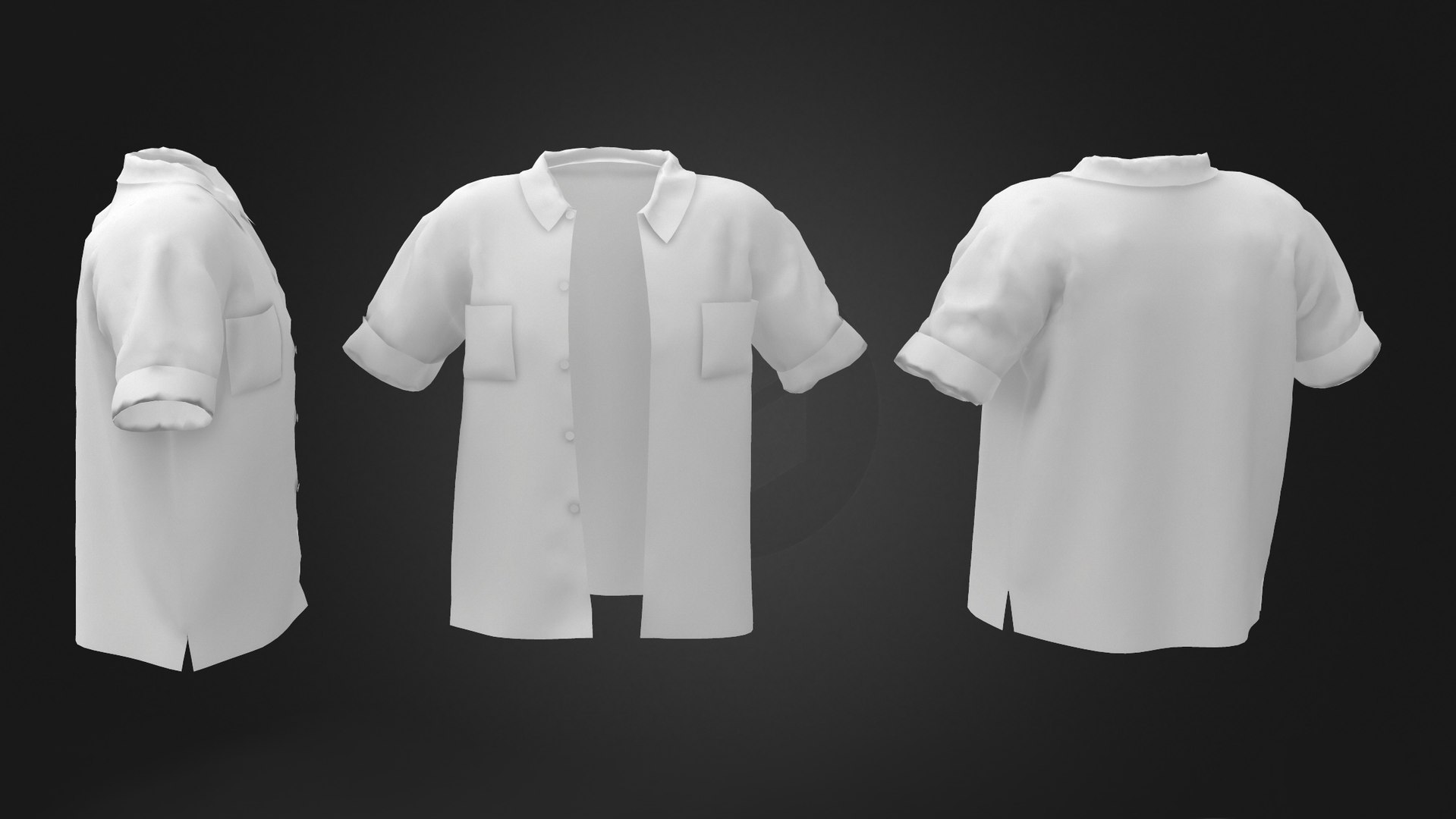 3D Mens Open Front Shirt Model - TurboSquid 1804614
