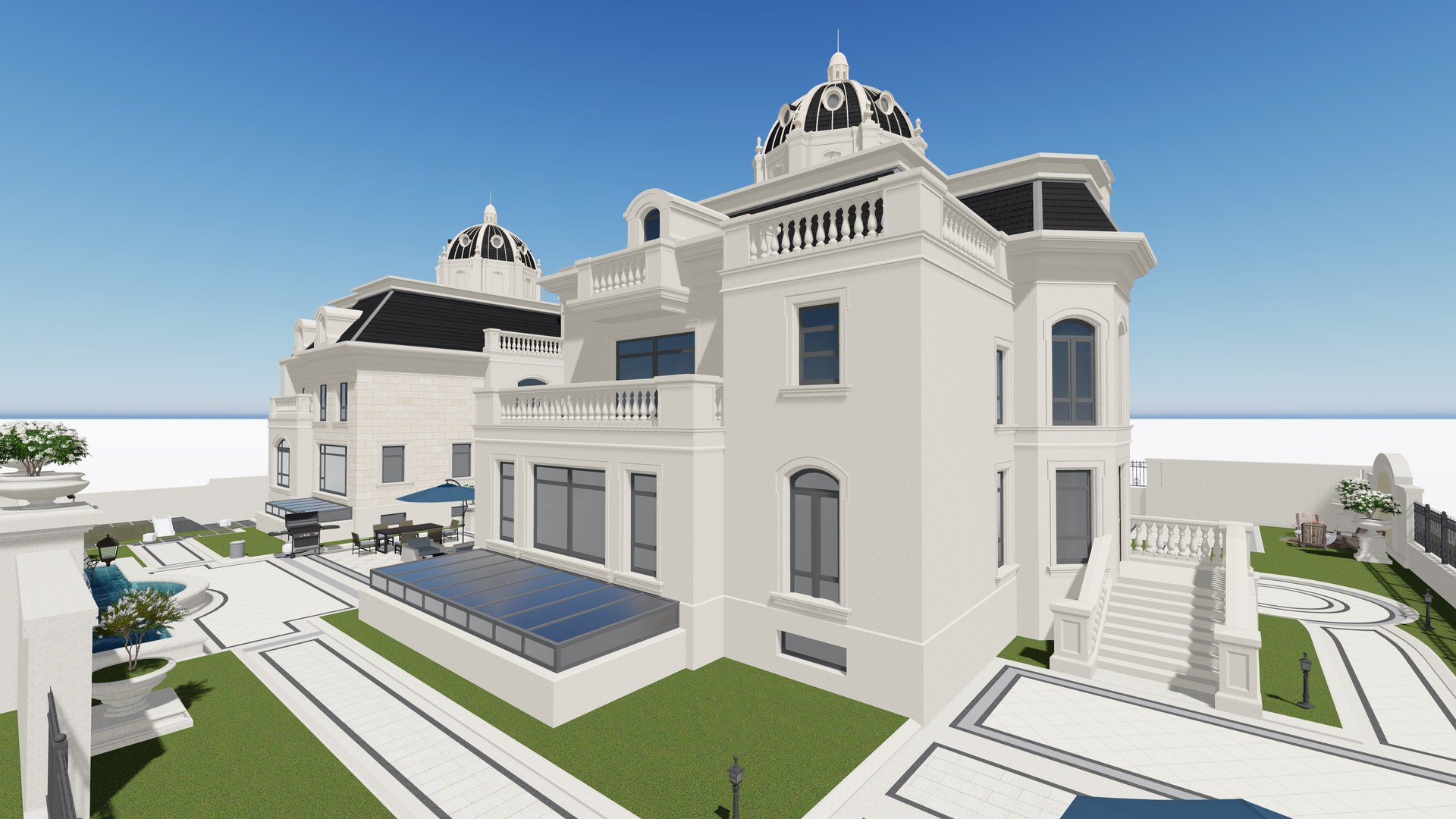 3D Mansion - Mediterranean House Manor Model - TurboSquid 2172204