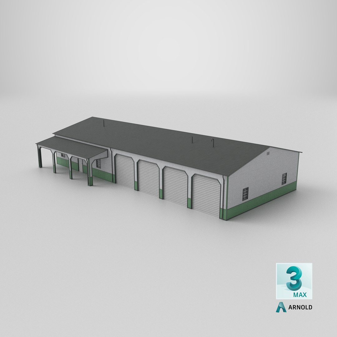 Green Industrial Building 34 PBR 3D Model - TurboSquid 2505465