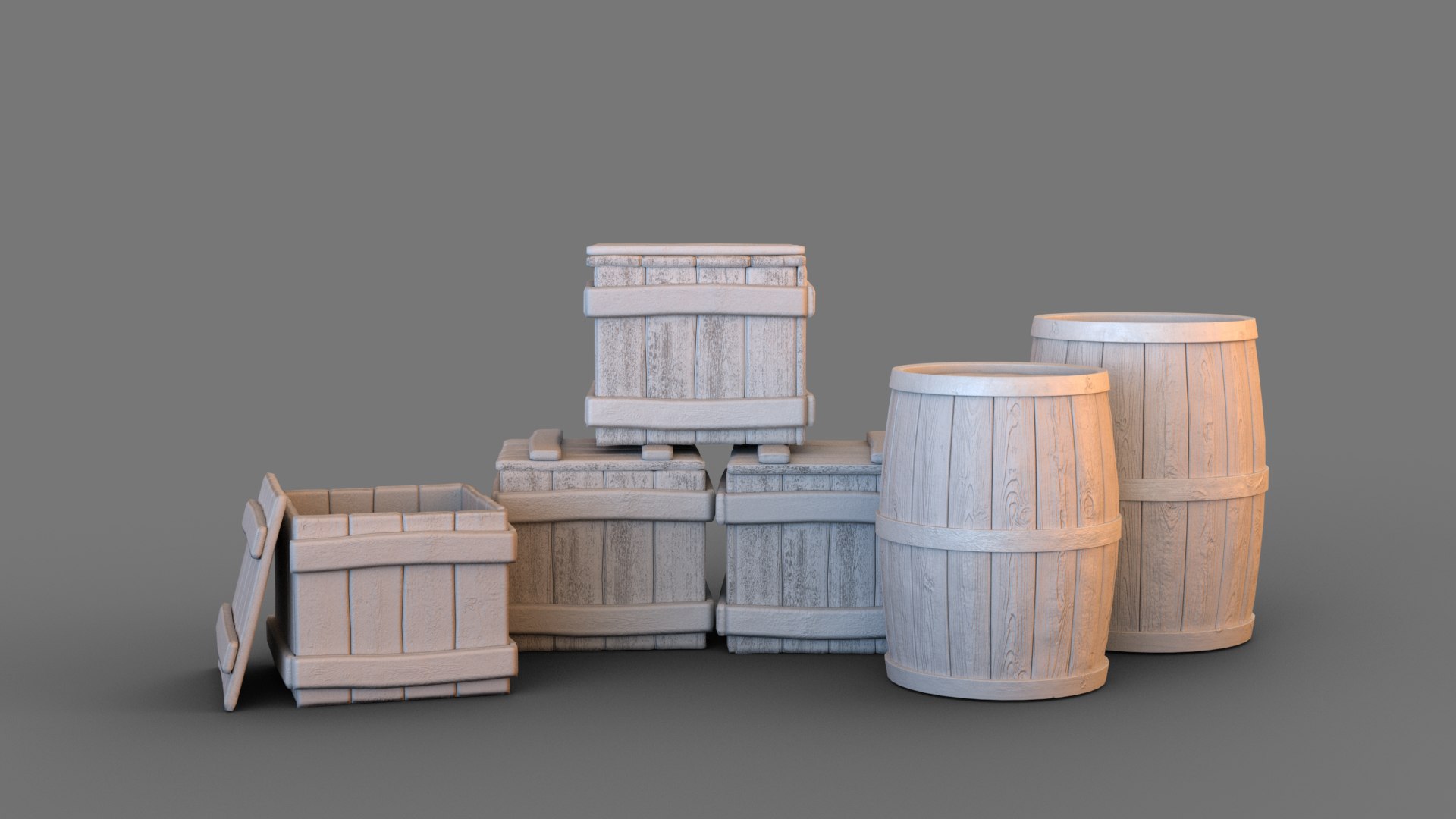 Old boxes barrels 3D model - TurboSquid 1487944
