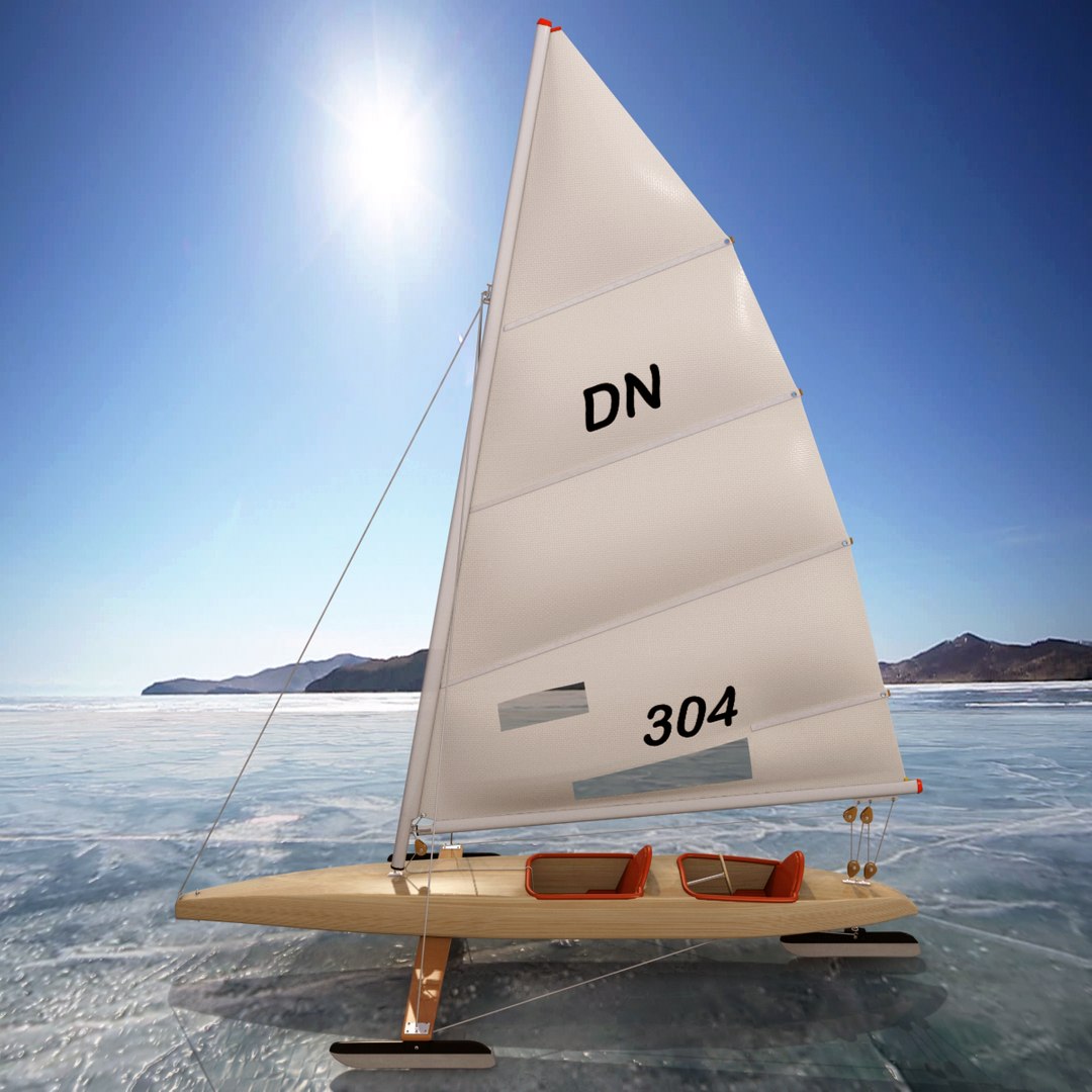 3d iceboat stern steerer boat sail model