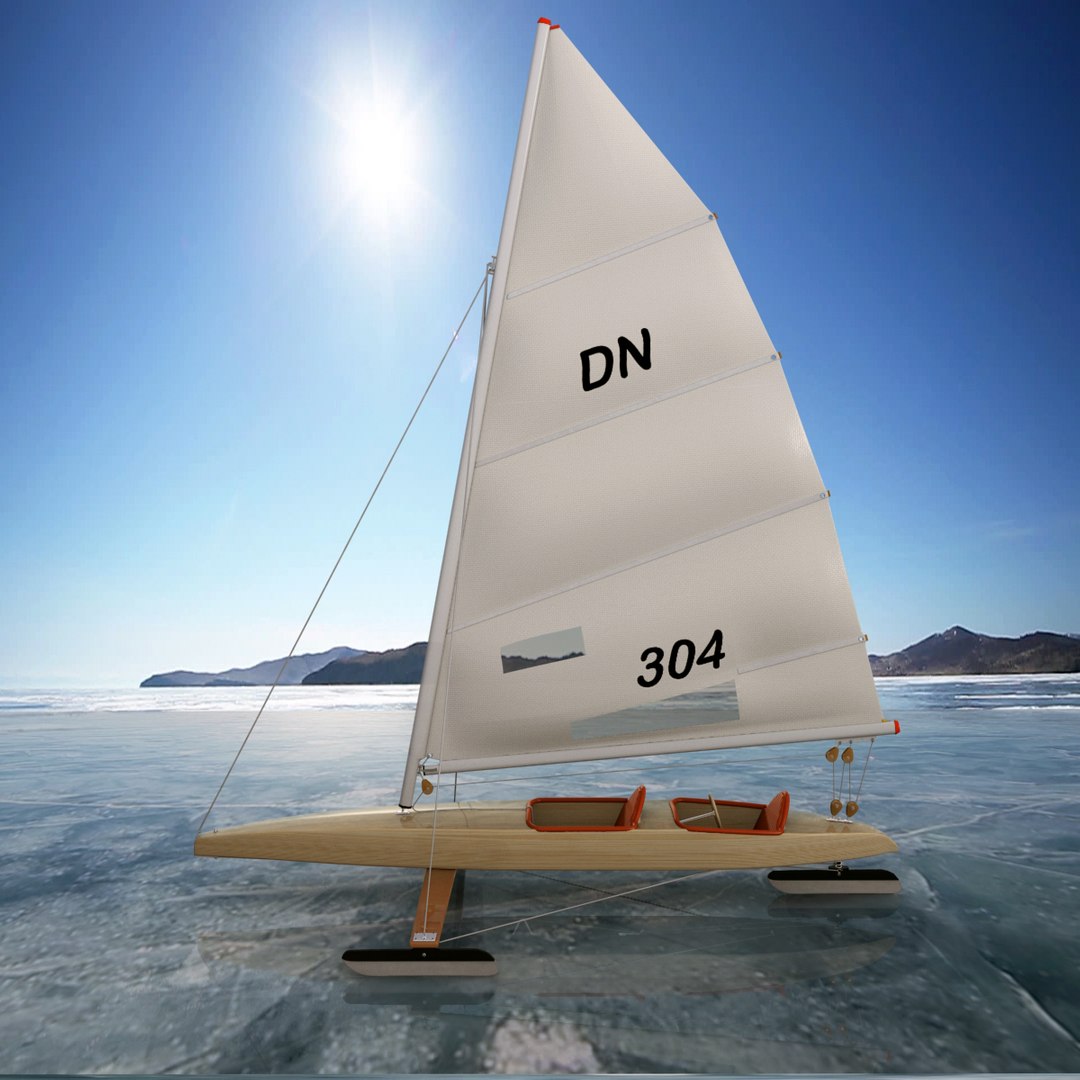 3d iceboat stern steerer boat sail model