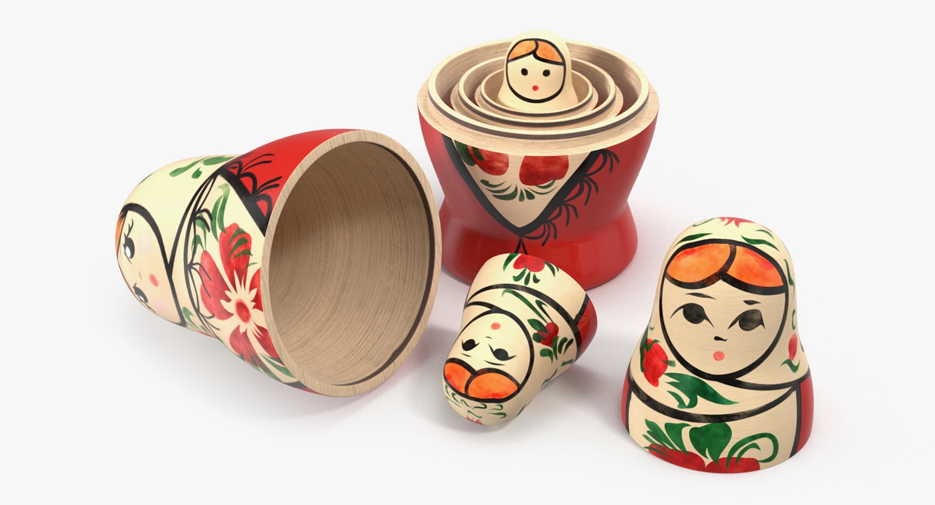3D matryoshka doll set model - TurboSquid 1292085