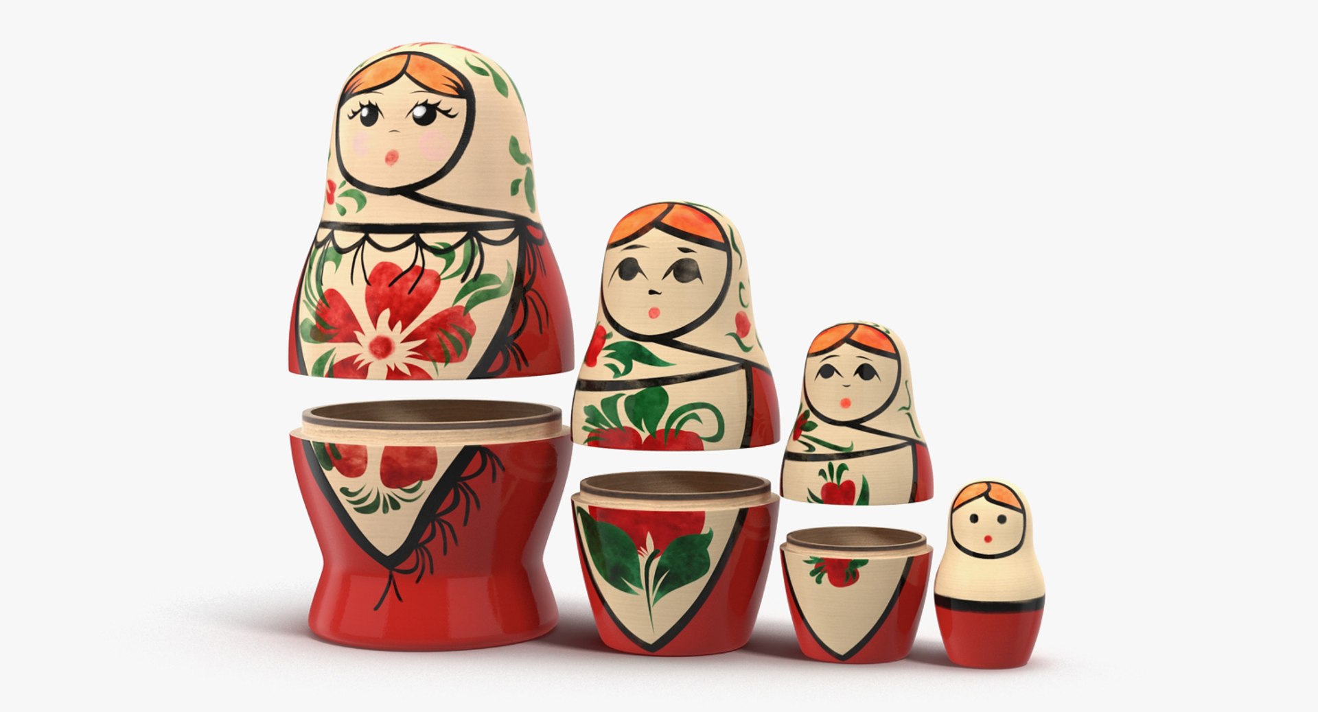 3D matryoshka doll set model - TurboSquid 1292085