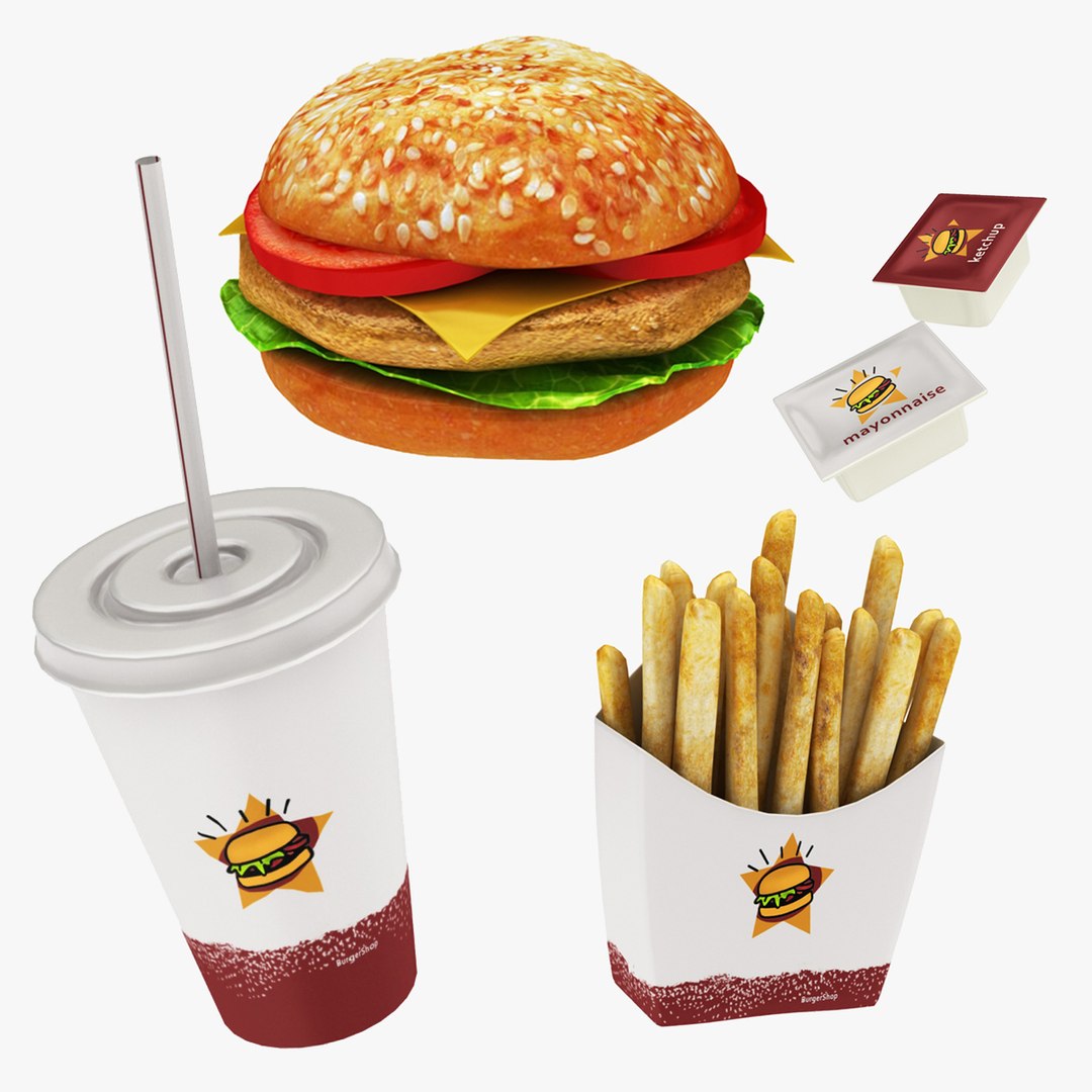 3D burger chicken menu model - TurboSquid 1678982