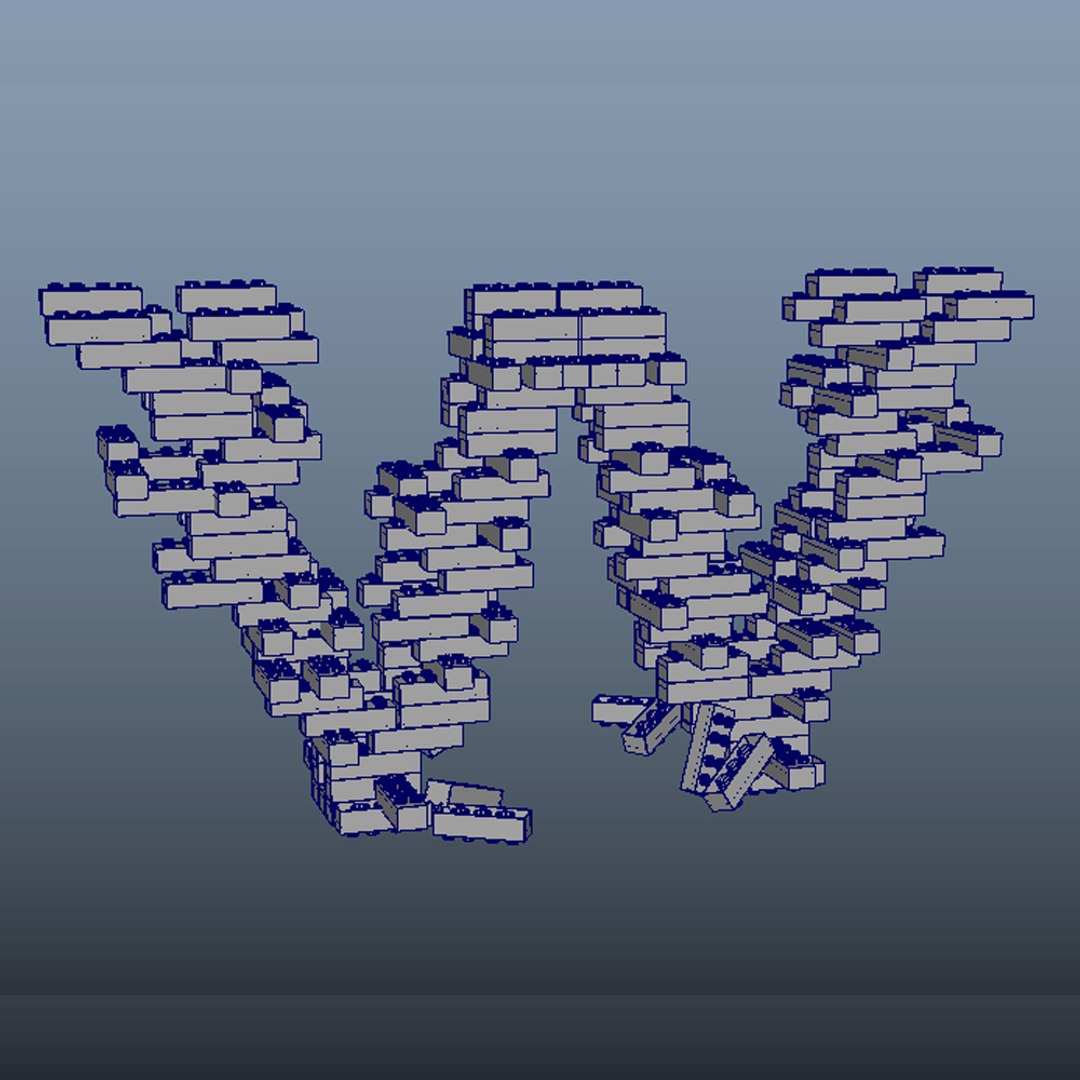 W font letters 3D model - TurboSquid 1549453