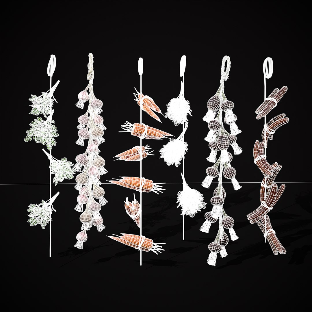 3D Six Hanging Food Stuffs - TurboSquid 2202941