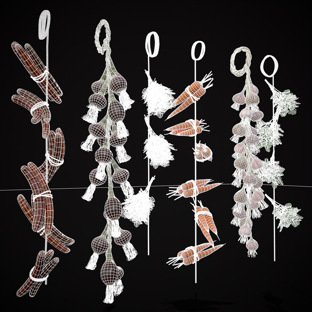 3D Six Hanging Food Stuffs - TurboSquid 2202941