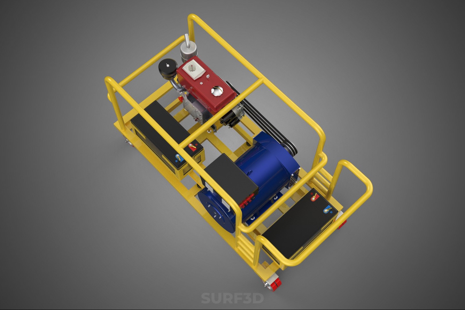 3D DIESEL SELF STARTER ELECTRIC MOTOR FLYWHEEL POWER GENERATOR SET ...