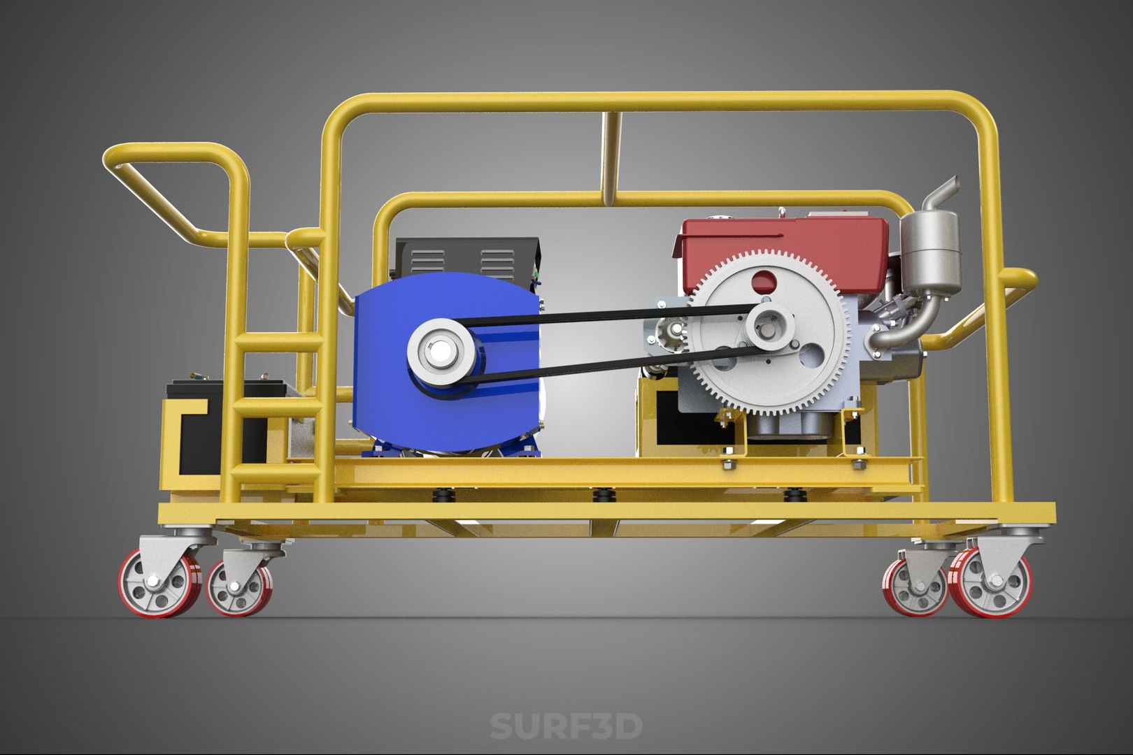 3D DIESEL SELF STARTER ELECTRIC MOTOR FLYWHEEL POWER GENERATOR SET ...