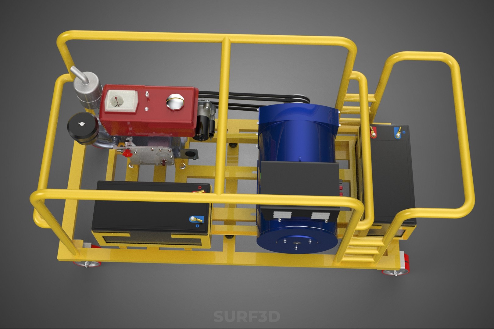 3D DIESEL SELF STARTER ELECTRIC MOTOR FLYWHEEL POWER GENERATOR SET ...